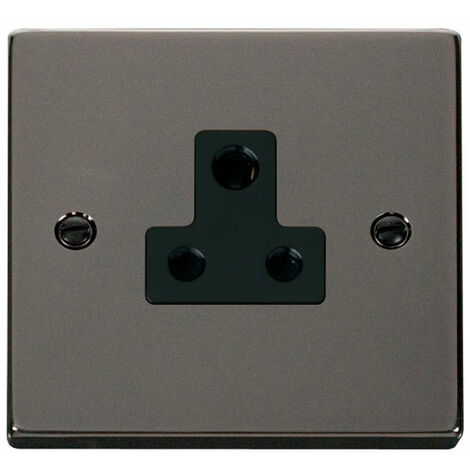 Black Nickel 1 Gang 5A Round Pin Socket - Black Trim - SE Home