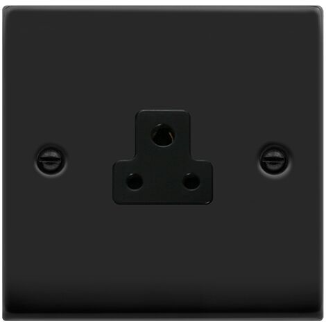 Matt Black 1 Gang 2A Round Pin Socket - Black Trim - SE Home