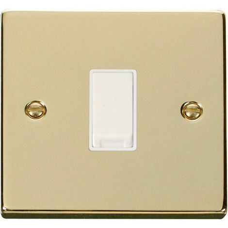 Polished Brass 10A 1 Gang Intermediate Light Switch - White Trim - SE Home