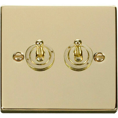 Polished Brass 2 Gang 2 Way 10AX Toggle Light Switch - SE Home