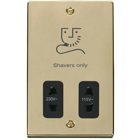 Polished Brass Shaver Socket 115v/230v - Black Trim - SE Home