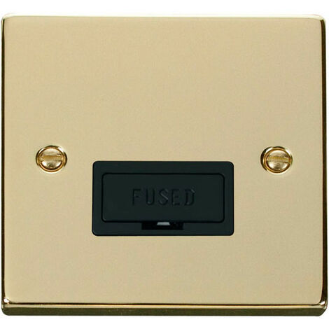 Polished Brass 13A Fused Connection Unit - Black Trim - SE Home