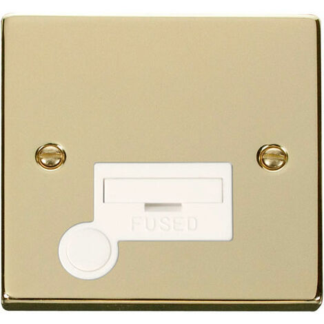 Polished Brass 13A Fused Connection Unit With Flex - White Trim - SE Home