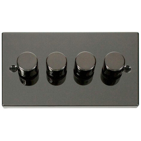 Black Nickel 4 Gang 2 Way LED 100W Trailing Edge Dimmer Light Switch ...