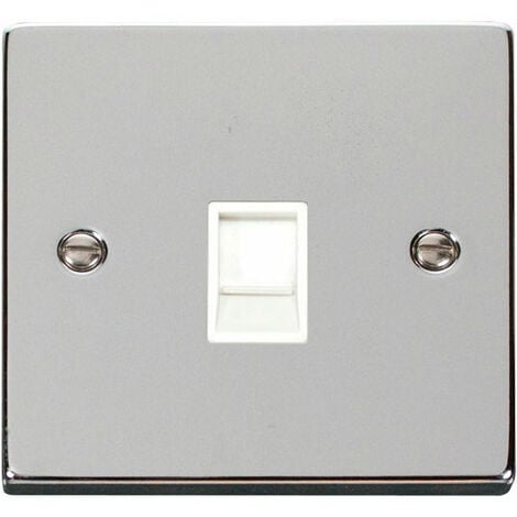 Polished Chrome Rj11 Socket - White Trim - SE Home