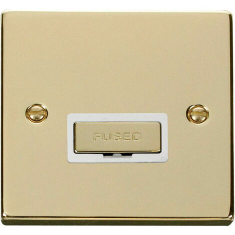 Polished Brass 13A Fused Ingot Connection Unit - White Trim - SE Home