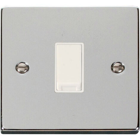 Polished Chrome 10A 1 Gang 2 Way Light Switch - White Trim - SE Home
