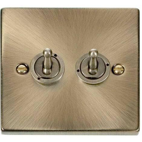 Antique Brass 2 Gang 2 Way 10AX Toggle Light Switch