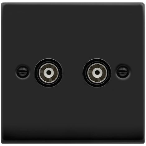 Matt Black Twin Isolated Coaxial Socket - Black Trim - SE Home