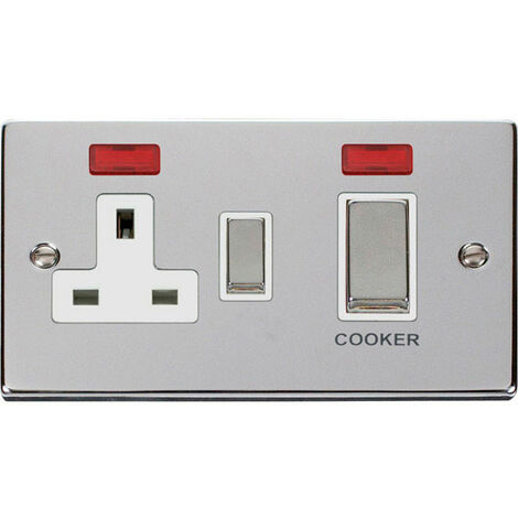 Polished Chrome Cooker Control Ingot 45A With 13A Switched Plug Socket ...