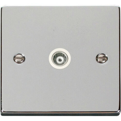 Polished Chrome Single Isolated Coaxial Socket - White Trim - SE Home