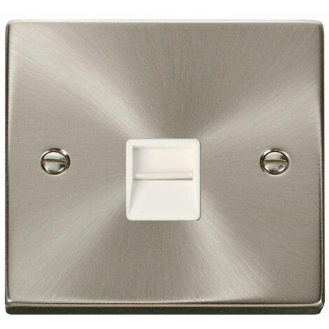 Satin / Brushed Chrome Master Telephone Single Socket - White Trim - SE ...