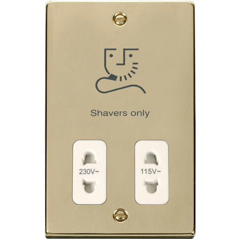 Polished Brass Shaver Socket 115v/230v - White Trim - SE Home