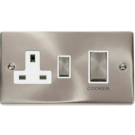 Satin / Brushed Chrome Cooker Control Ingot 45A With 13A Switched Plug ...