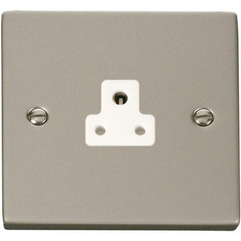 Pearl Nickel 1 Gang 2A Round Pin Socket - White Trim - SE Home