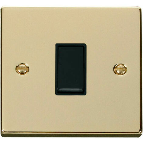 Polished Brass 10A 1 Gang Intermediate Light Switch - Black Trim - SE Home