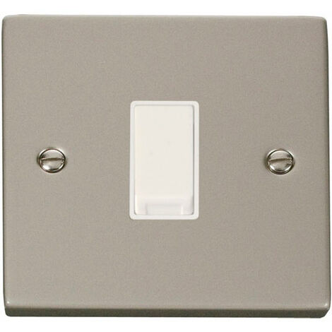 Pearl Nickel 10A 1 Gang 2 Way Light Switch - White Trim - SE Home