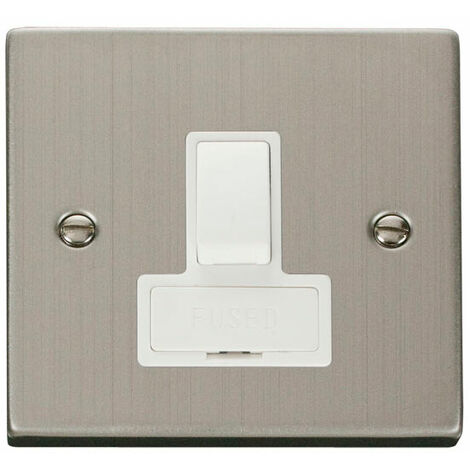 Stainless Steel 13A Fused Connection Unit Switched - White Trim - SE Home