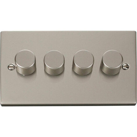 Pearl Nickel 4 Gang 2 Way LED 100W Trailing Edge Dimmer Light Switch ...
