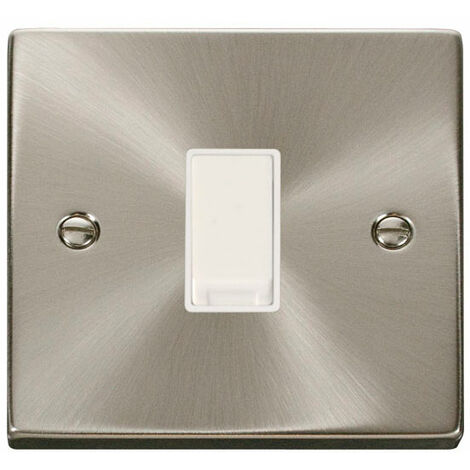 Satin / Brushed Chrome 10A 1 Gang 2 Way Light Switch - White Trim - SE Home