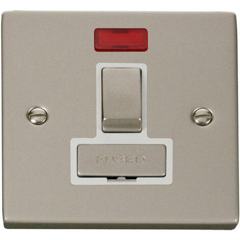 Pearl Nickel 13A Fused Ingot Connection Unit Switched With Neon - White ...