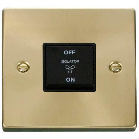 Satin / Brushed Brass 10A 3 Pole Fan Isolation Switch - Black Trim - SE ...