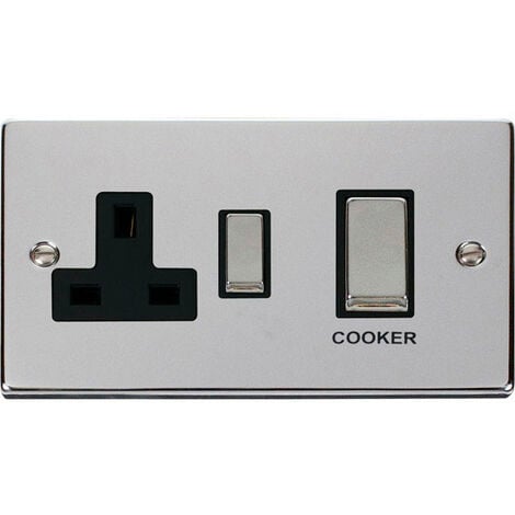 Polished Chrome Cooker Control Ingot 45A With 13A Switched Plug Socket ...