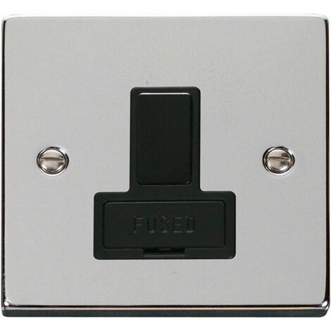 Polished Chrome 13A Fused Connection Unit Switched - Black Trim - SE Home