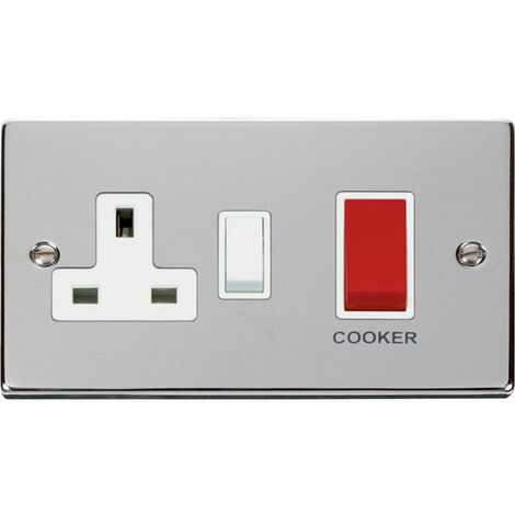 Polished Chrome Cooker Control 45A With 13A Switched Plug Socket ...