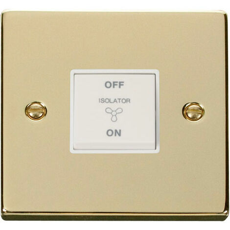 Polished Brass 10A 3 Pole Fan Isolation Switch - White Trim - SE Home