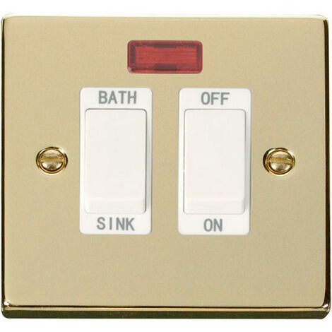Polished Brass 20A DP Sink/bath Switch - White Trim - SE Home