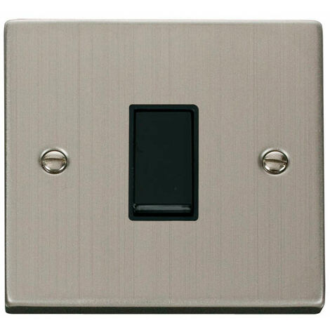 Stainless Steel 10A 1 Gang Intermediate Light Switch - Black Trim - SE Home