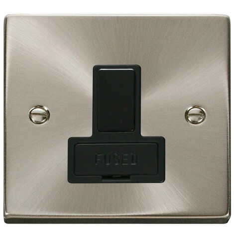 Satin / Brushed Chrome 13A Fused Connection Unit Switched - Black Trim ...