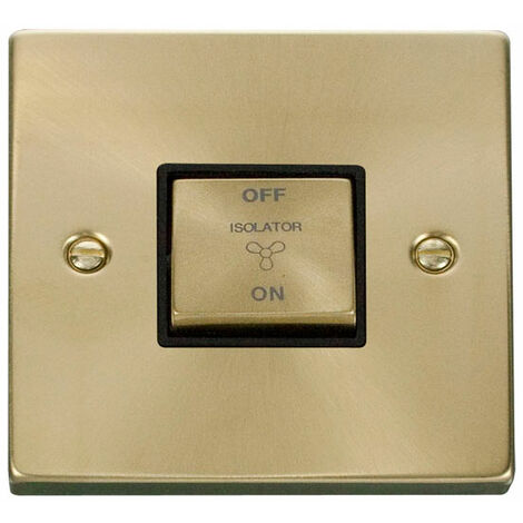 Satin / Brushed Brass 10A 1 Gang Ingot 3 Pole Fan Isolation Switch ...