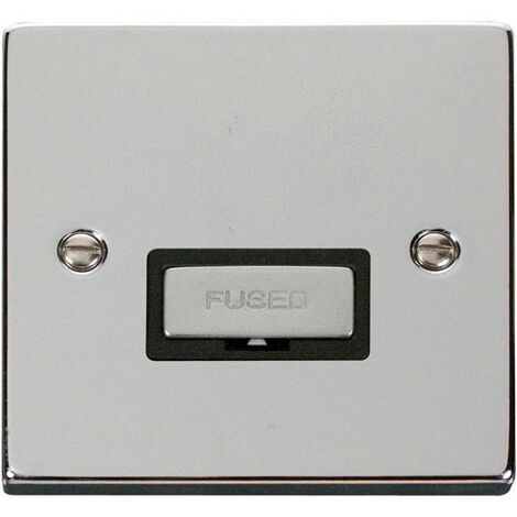 Polished Chrome 13A Fused Ingot Connection Unit - Black Trim - SE Home