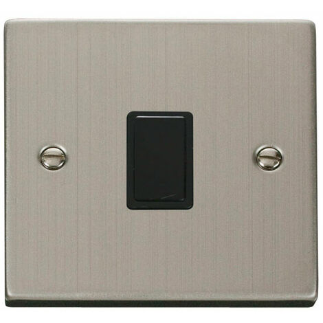 Stainless Steel 1 Gang 20A DP Switch - Black Trim - SE Home