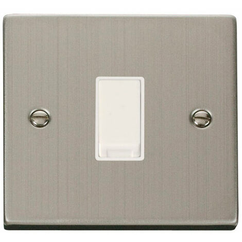 Stainless Steel 10A 1 Gang Intermediate Light Switch - White Trim - SE Home