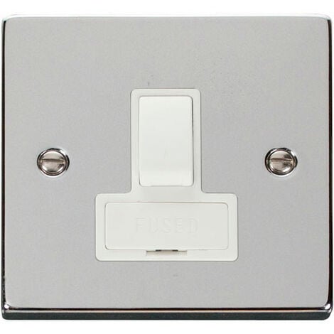 Polished Chrome 13A Fused Connection Unit Switched - White Trim - SE Home
