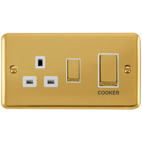 Curved Polished Brass Cooker Control Ingot 45A With 13A Switched Plug ...