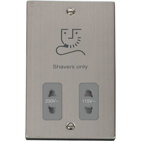 Stainless Steel Shaver Socket 115v/230v - Grey Trim - SE Home