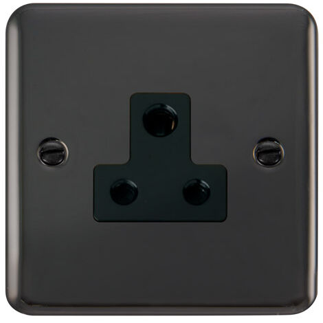 Curved Black Nickel 1 Gang 5A Round Pin Socket - Black Trim - SE Home