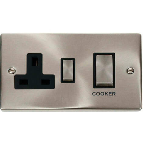 Satin / Brushed Chrome Cooker Control Ingot 45A With 13A Switched Plug ...