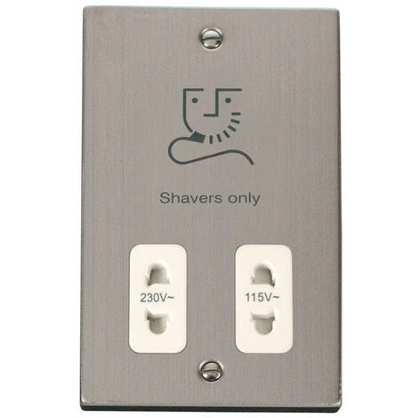 Stainless Steel Shaver Socket 115v/230v - White Trim - SE Home
