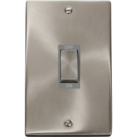 Satin / Brushed Chrome 2 Gang Ingot Size 45A Switch - Grey Trim - SE Home