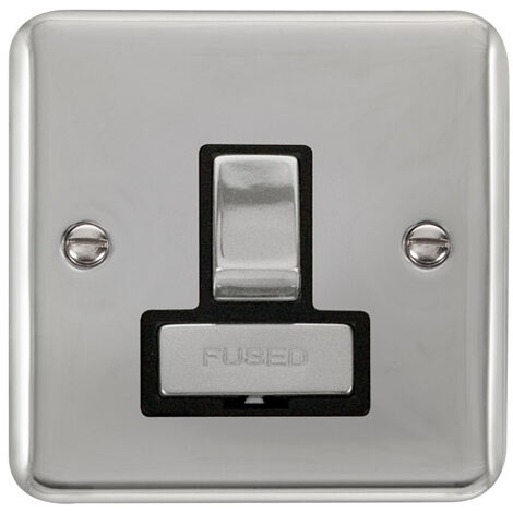 Curved Polished Chrome 13A Fused Ingot Connection Unit Switched - Black ...