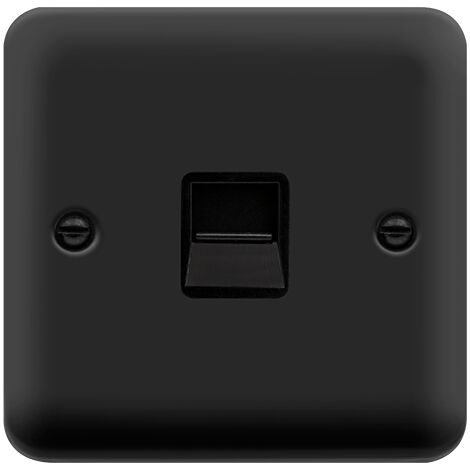Curved Matt Black Master Telephone Single Socket - Black Trim - SE Home