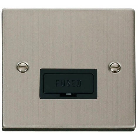 Stainless Steel 13A Fused Connection Unit - Black Trim - SE Home