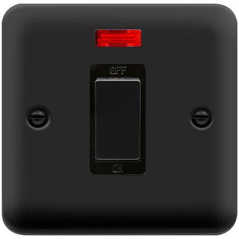 Curved Matt Black 1 Gang Ingot Size 45A Switch With Neon - Black Trim ...