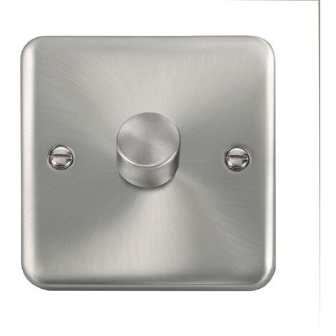 Curved Satin / Brushed Chrome 1 Gang 2 Way LED 100W Trailing Edge ...