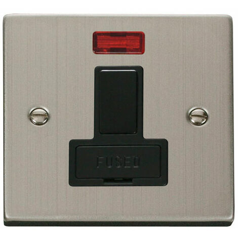 Stainless Steel 13A Fused Connection Unit Switched With Neon - Black ...